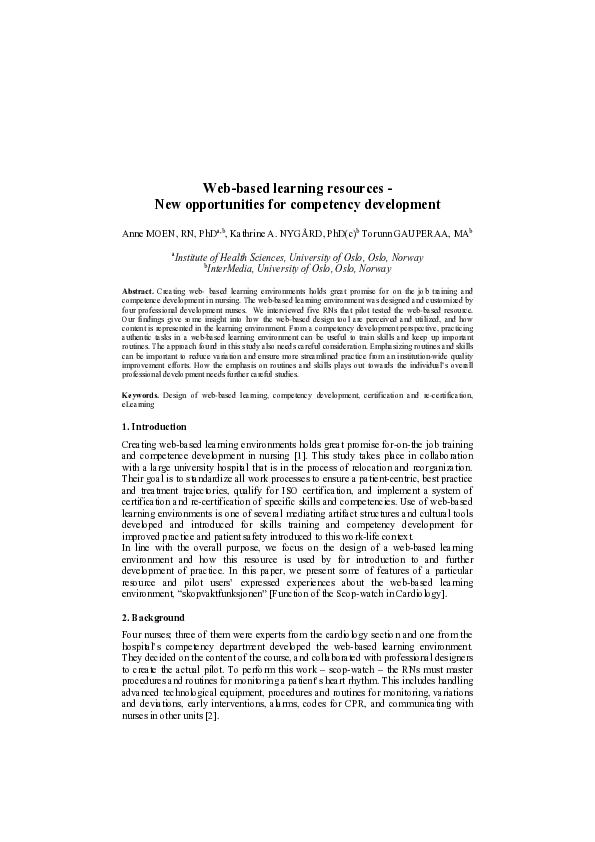 (PDF) Web-based Learning Resources - New Opportunities for Competency Development