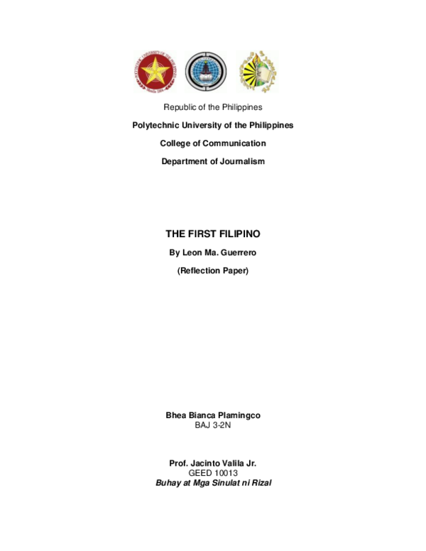 (PDF) THE FIRST FILIPINO by Leon Ma. Guerrero