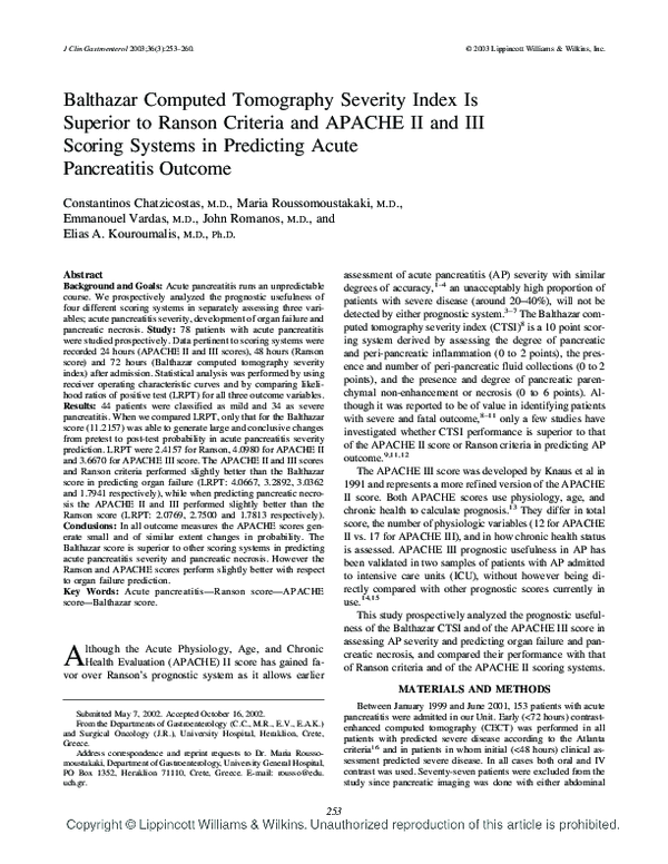 (PDF) Balthazar Computed Tomography Severity Index Is Superior to ...