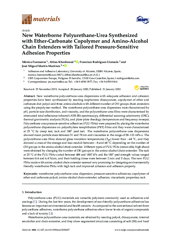 (PDF) New Waterborne Polyurethane-Urea Synthesized with Ether-Carbonate ...