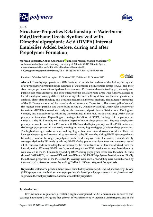 (PDF) Structure–Properties Relationship in Waterborne Poly(Urethane ...
