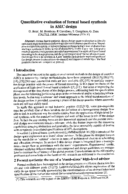 (PDF) Quantitative evaluation of formal based synthesis in ASIC design