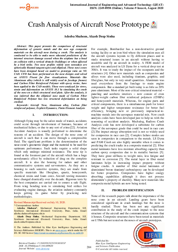 (PDF) Crash Analysis of Aircraft Nose Prototype