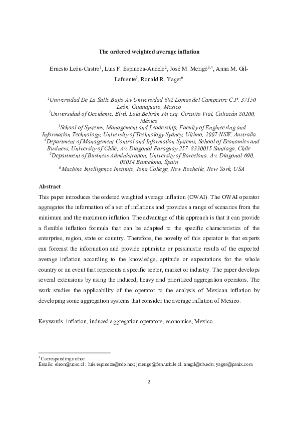 (PDF) The ordered weighted average inflation