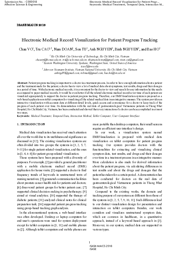 (PDF) Electronic Medical Record Visualization for Patient Progress Tracking