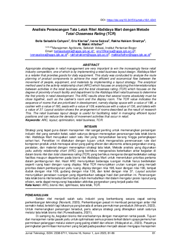 (PDF) Analisis Perancangan Tata Letak Ritel Abdidaya Mart dengan Metode ...