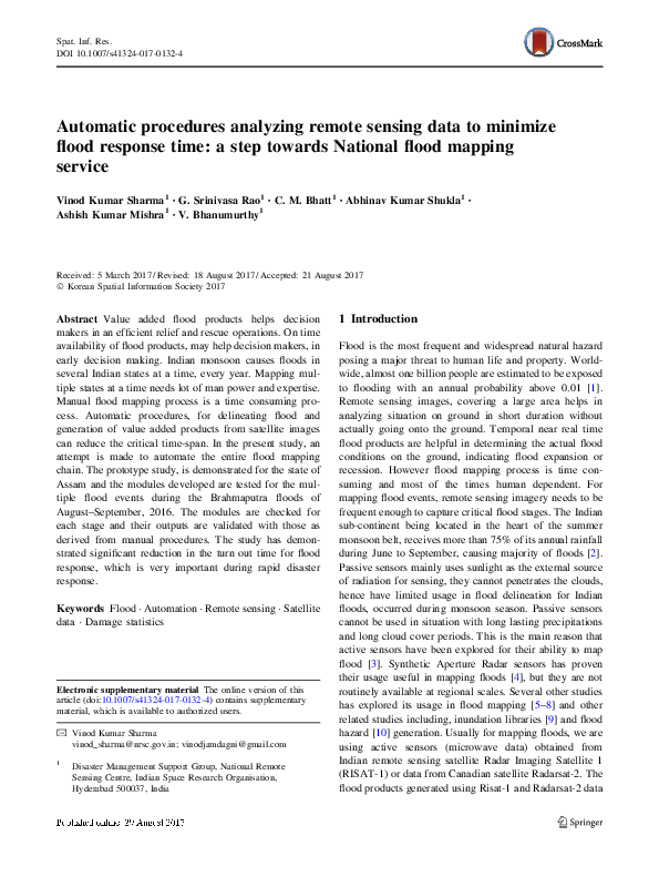 (PDF) Automatic procedures analyzing remote sensing data to minimize flood response time: a step ...