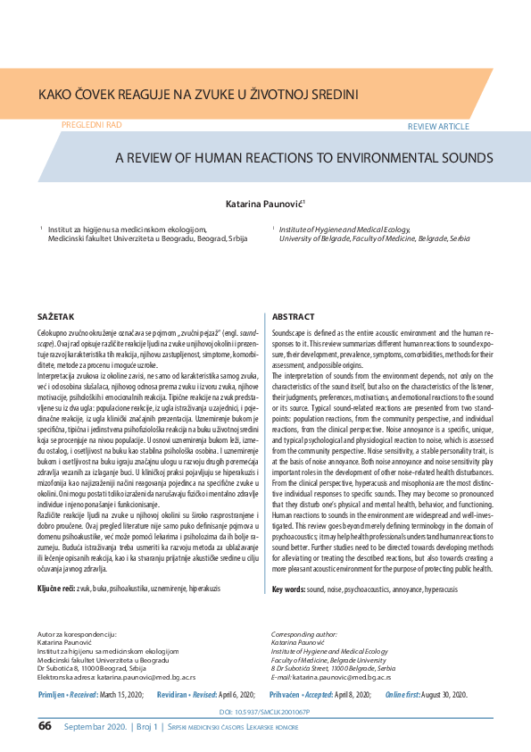 (PDF) A review of human reactions to environmental sounds