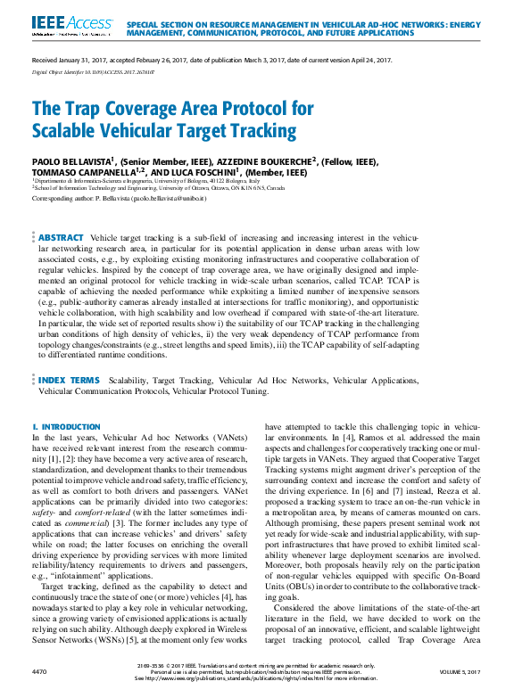 (PDF) The Trap Coverage Area Protocol for Scalable Vehicular Target ...