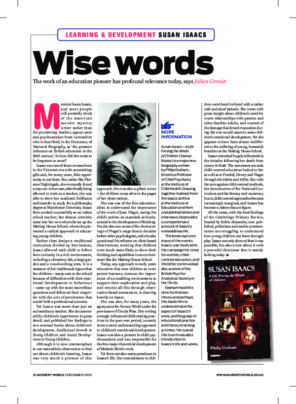 (PDF) Learning & Development: Susan Isaacs - Wise words