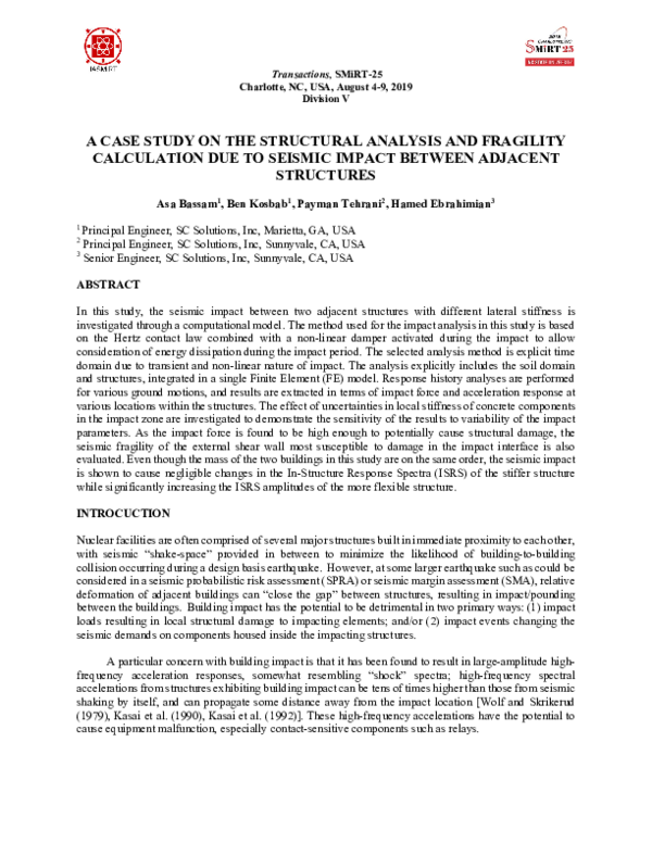(PDF) A Case Study on the Structural Analysis and Fragility Calculation ...