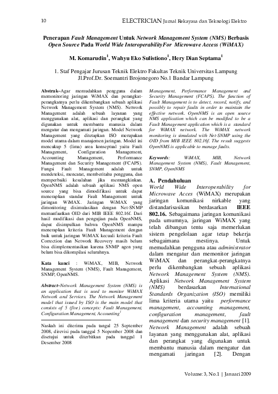 Pdf Penerapan Fault Management Untuk Network Management System Nms