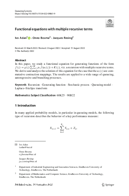 (PDF) Functional equations with multiple recursive terms