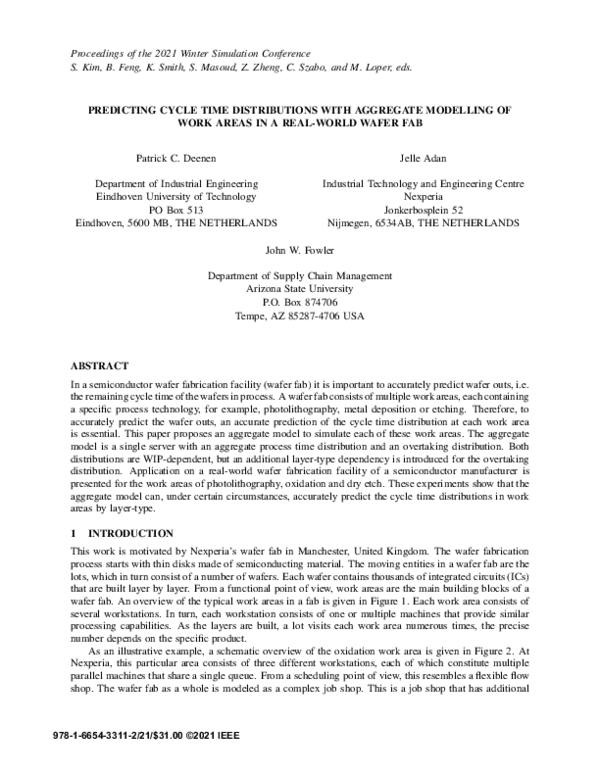 (PDF) Predicting Cycle Time Distributions with Aggregate Modelling of Work Areas in a Real-World ...