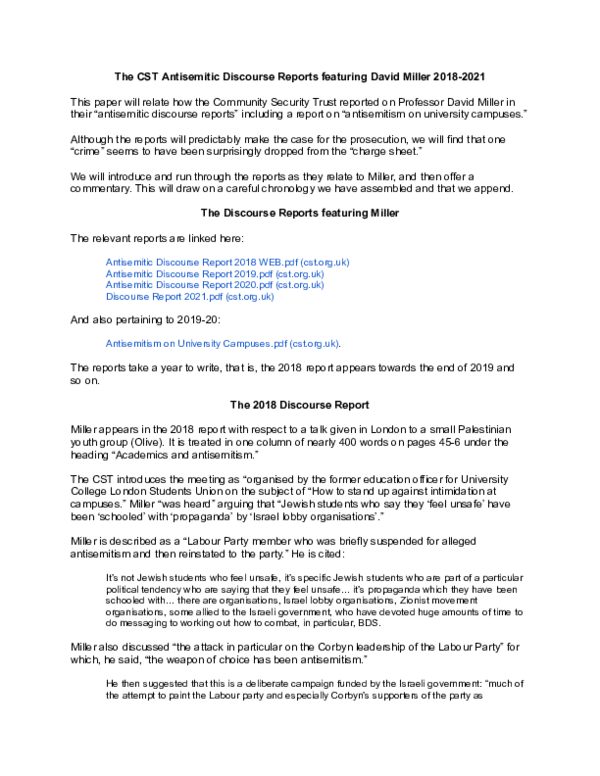 (PDF) The CST Antisemitic Discourse Reports featuring David Miller