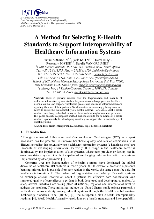 (PDF) Standards to Support Interoperability of Healthcare Information Systems