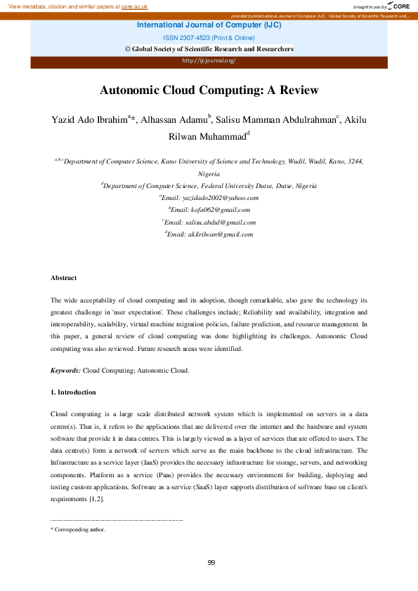 (PDF) Autonomic Cloud Computing: A Review
