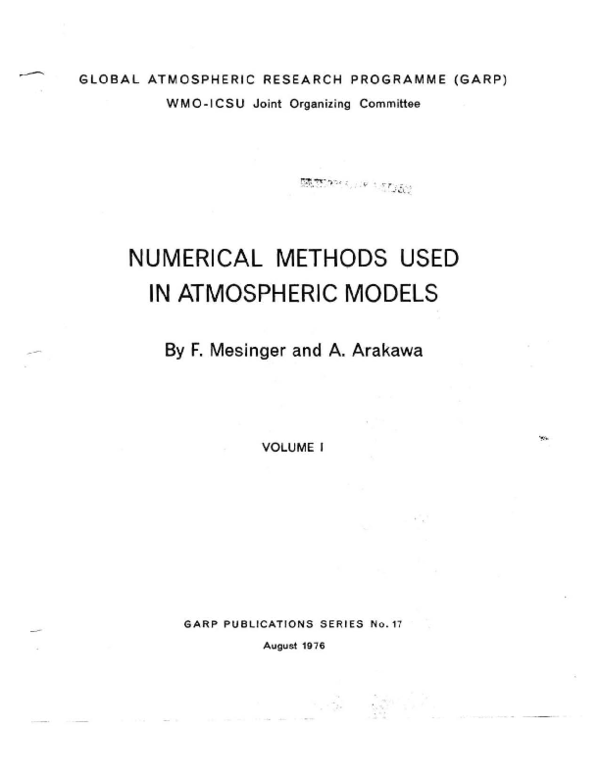(PDF) Numerical methods used in atmospheric models