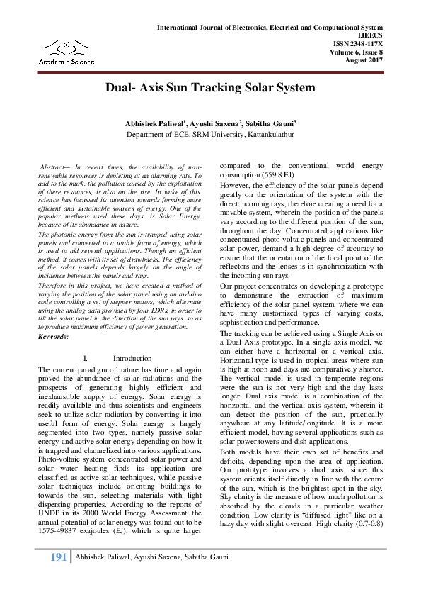 (PDF) 91 Dual-Axis Sun Tracking Solar System