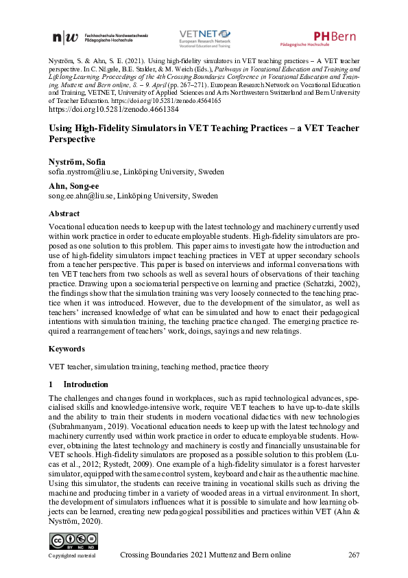(PDF) Using High-Fidelity Simulators in Vet Teaching Practices – a VET Teacher Perspective