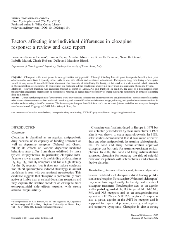 (PDF) Factors affecting interindividual differences in clozapine ...