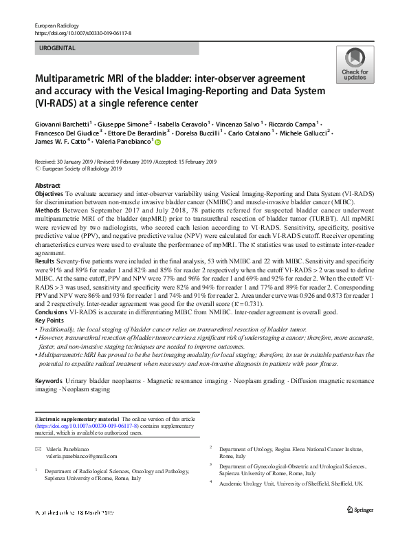 (PDF) VI-RADS Accuracy in Bladder Cancer Imaging