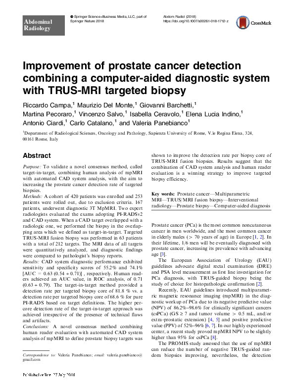 (PDF) Improvement of prostate cancer detection combining a computer ...