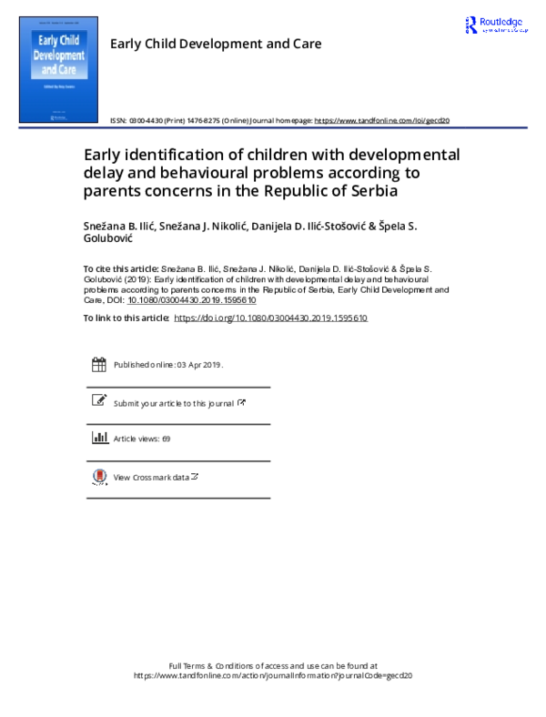 (PDF) Early identification of children with developmental disabilities