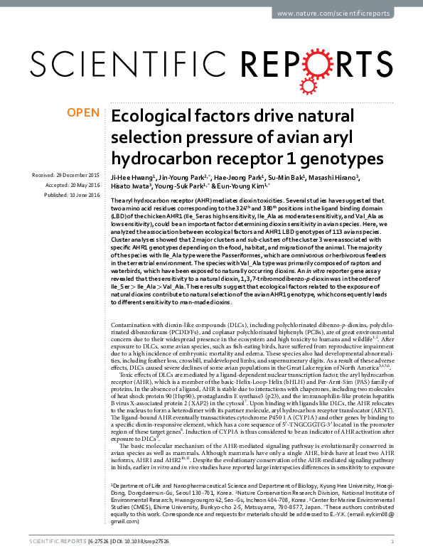 (PDF) Ecological factors drive natural selection pressure of avian aryl ...
