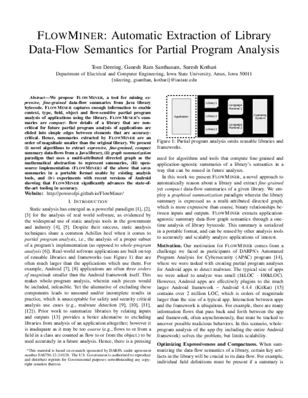 (PDF) Automatic Extraction of Library Data-Flow Semantics for Partial Program Analysis