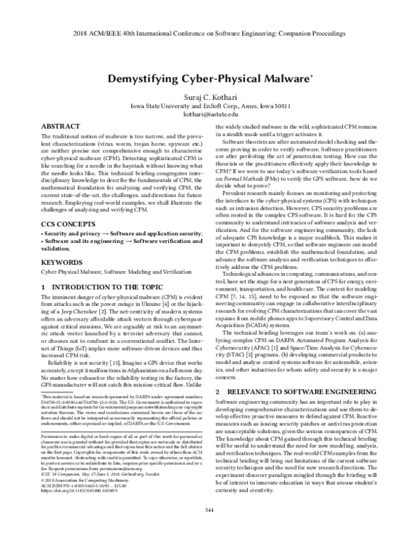 (PDF) Understanding Cyber-Physical Malware Challenges