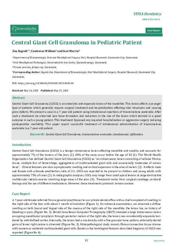 (PDF) Central Giant Cell Granuloma in Pediatric Patient