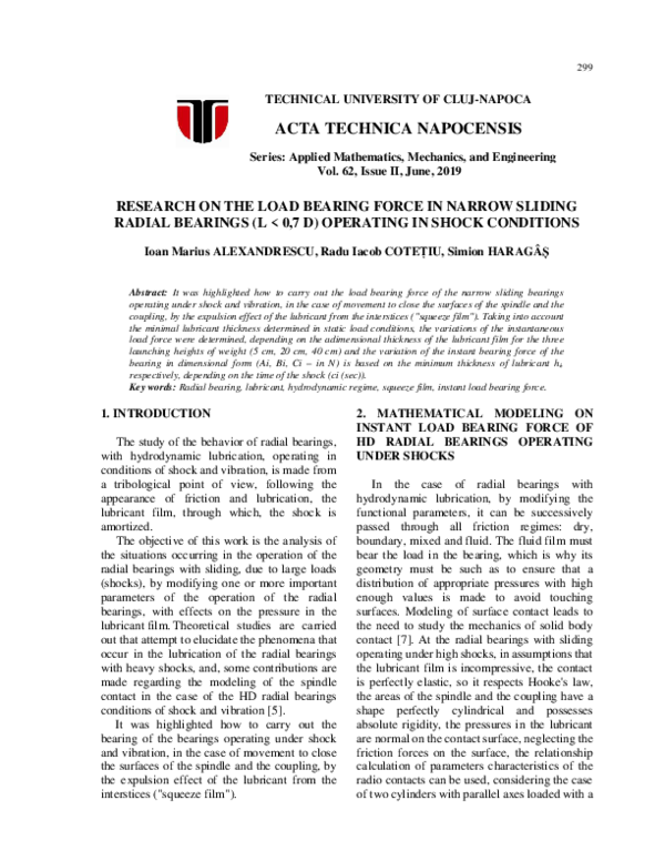 (PDF) Research on the Load Bearing Force in Narrow Sliding Radial ...