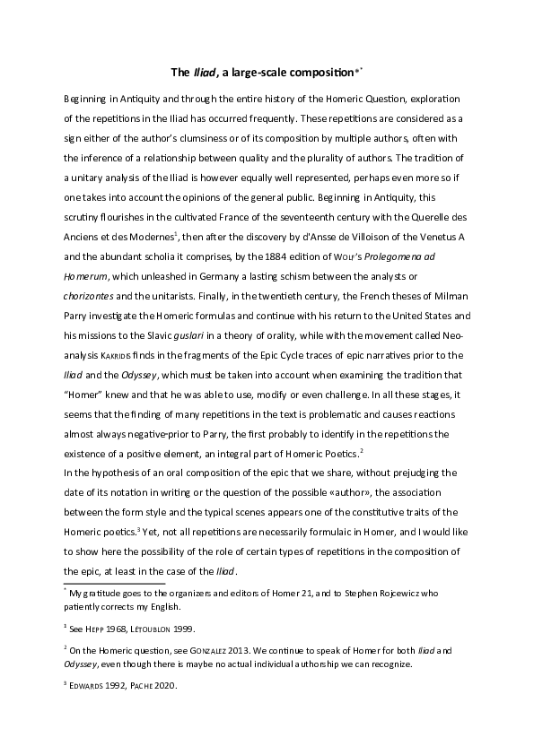 (DOC) The Iliad, a large-scale composition*1