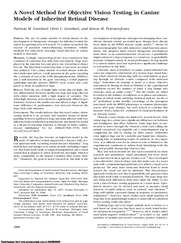 (PDF) A Novel Method for Objective Vision Testing in Canine Models of ...