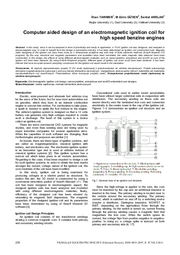 (PDF) Computer aided design of an electromagnetic ignition coil for ...