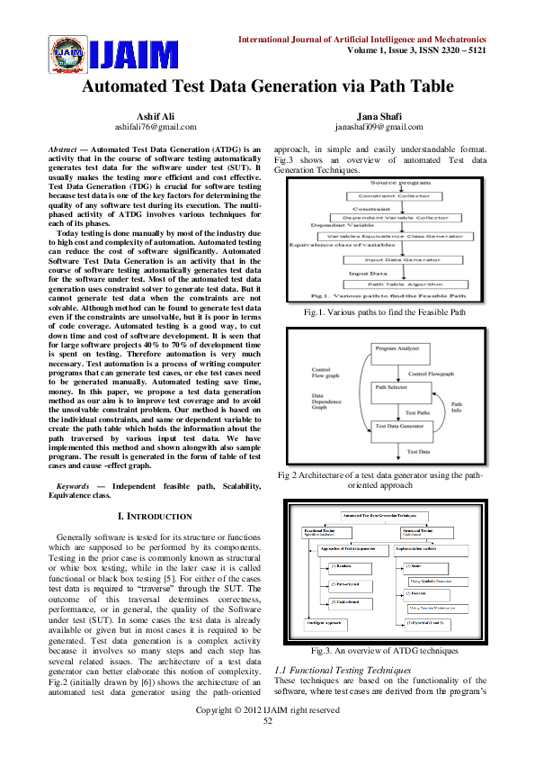 (PDF) Automated Test Data Generation via Path Table