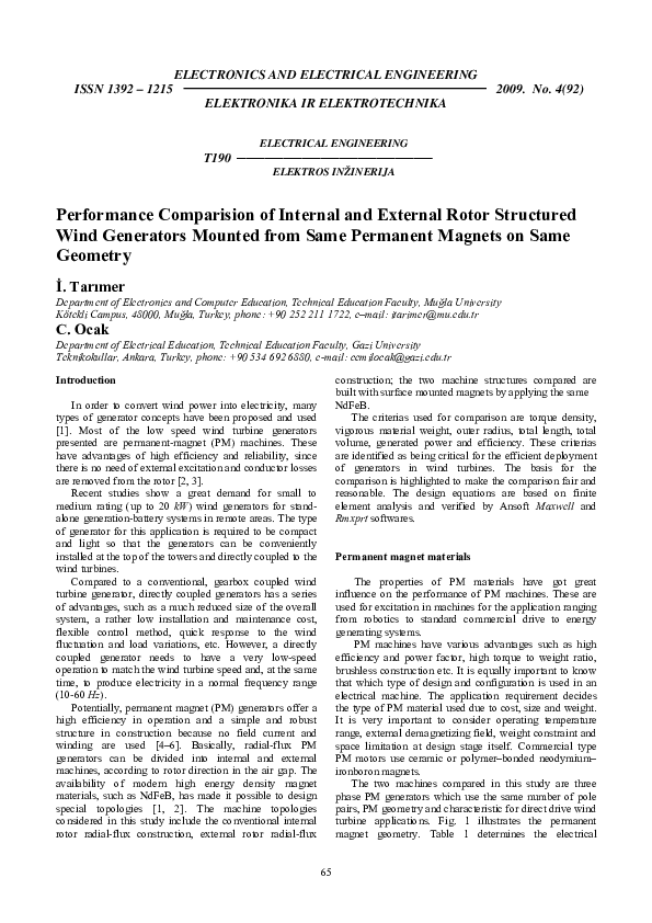 (PDF) Performance Comparision of Internal and External Rotor Structured Wind Generators Mounted ...