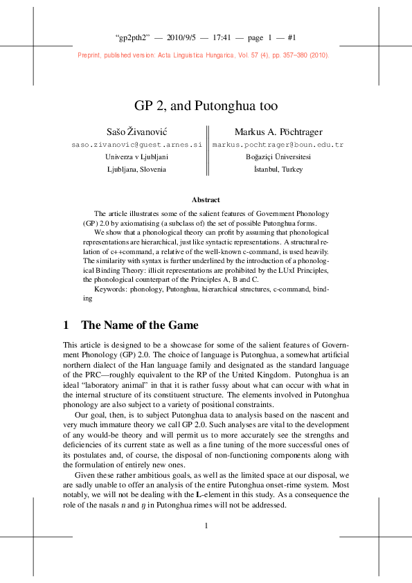 (PDF) GP 2, and Putonghua too