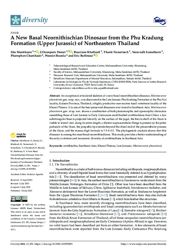 (PDF) A New Basal Neornithischian Dinosaur from the Phu Kradung ...