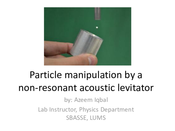 (PDF) Particle manipulation by a non-resonant acoustic levitator