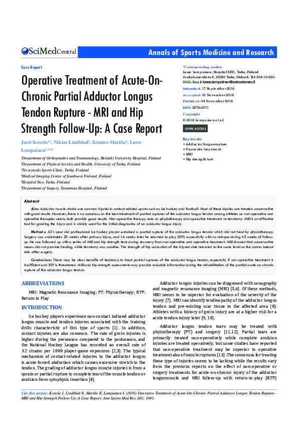(PDF) Operative Treatment of Acute-On-Chronic Partial Adductor Longus ...