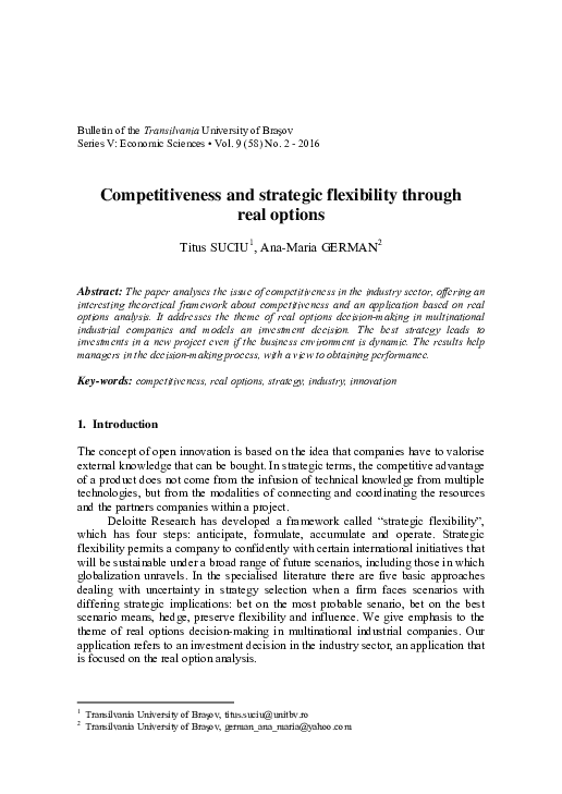 (PDF) Competitiveness and strategic flexibility through real options