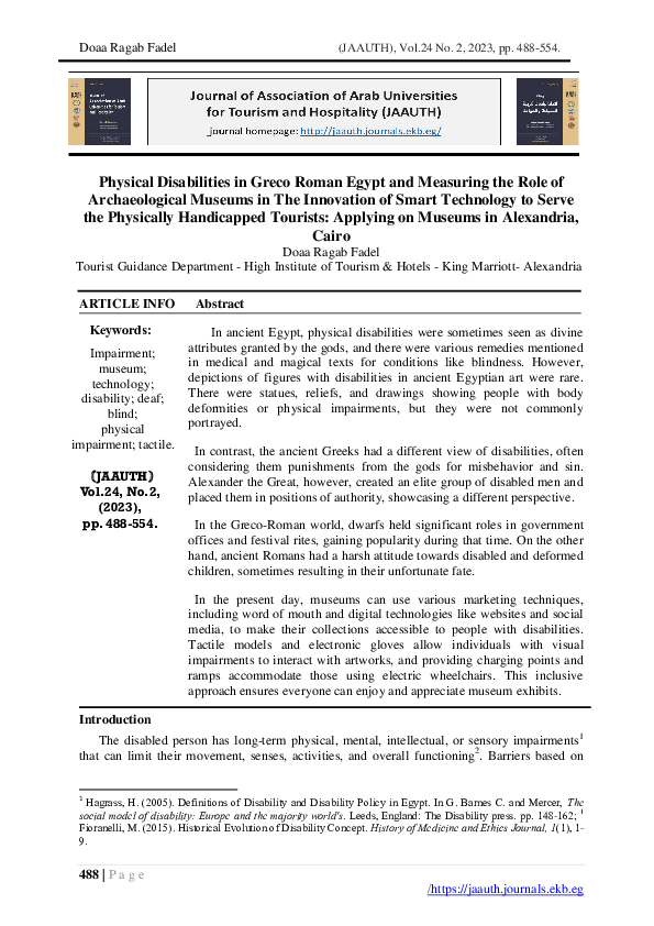 (PDF) Physical Disabilities in Greco Roman Egypt and Measuring the Role ...