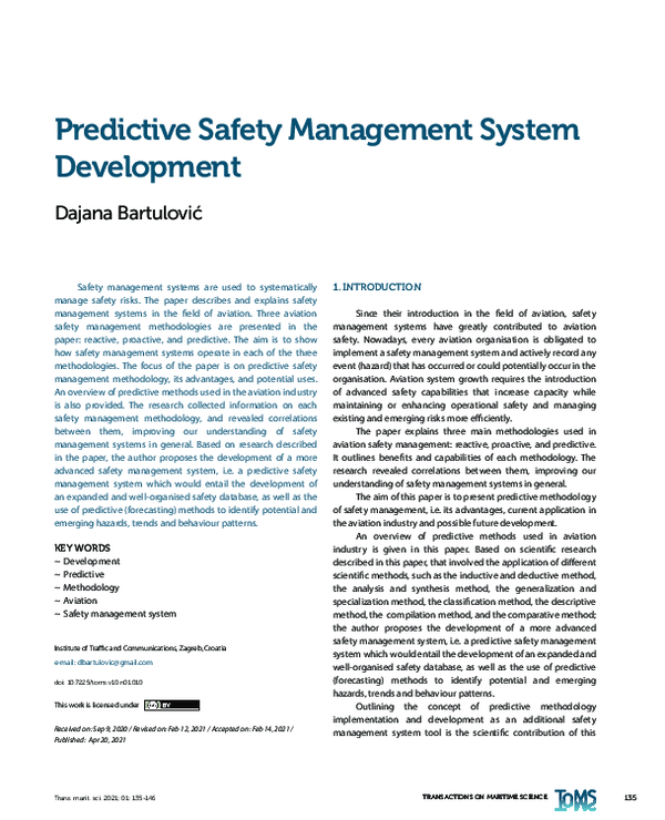(PDF) Predictive Safety Management System Development