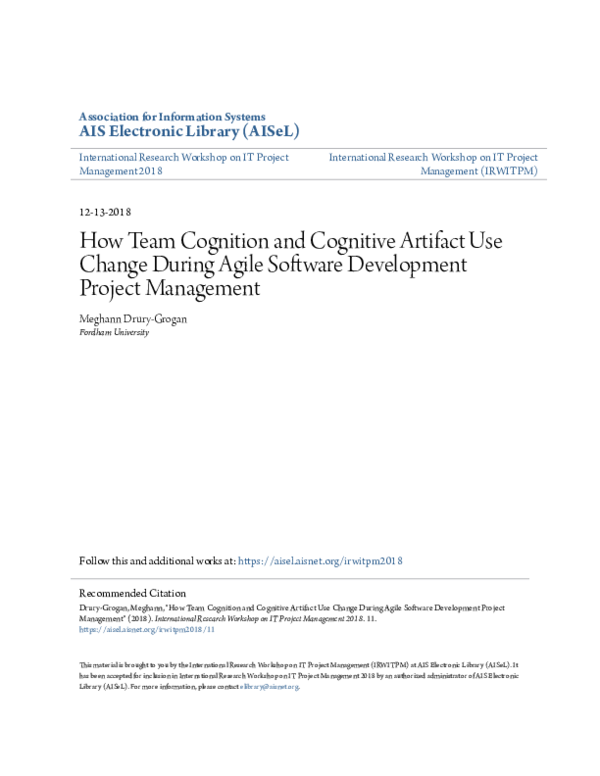 (PDF) How Team Cognition and Cognitive Artifact Use Change During Agile Software Development ...