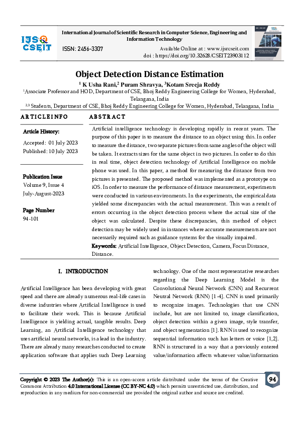 (PDF) Object Detection Distance Estimation