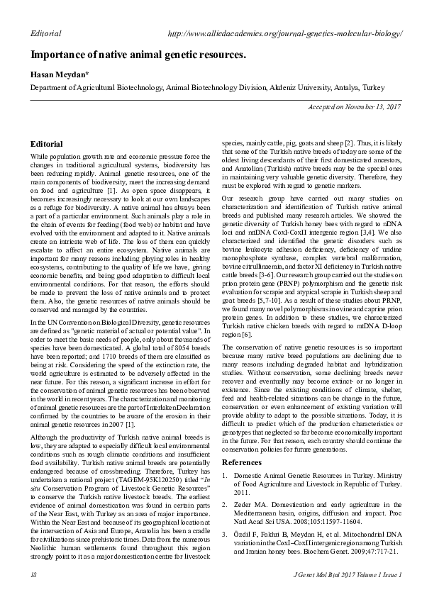 (PDF) Importance of native animal genetic resources
