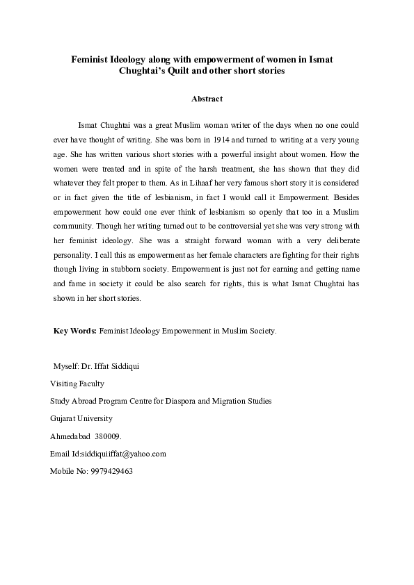 (DOC) Feminist Ideology along with empowerment of women in Ismat ...