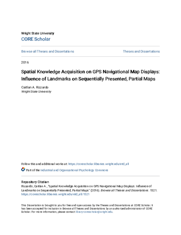 (PDF) Spatial Knowledge Acquisition on GPS Navigational Map Displays: Influence of Landmarks on ...